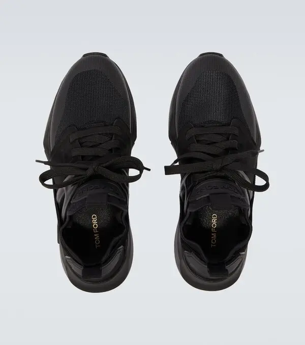 TOM FORD Jago Leather-trimmed Sneakers - Black