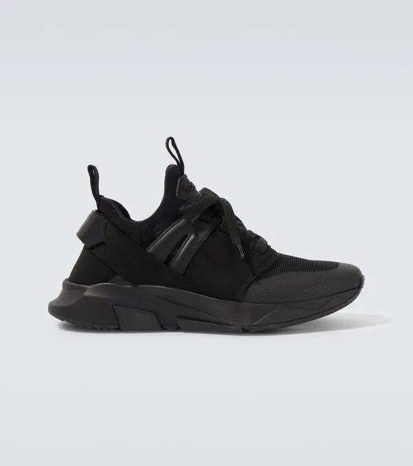 TOM FORD Jago Leather-trimmed Sneakers - Black