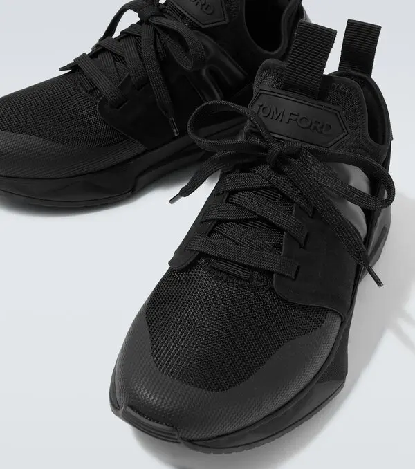 TOM FORD Jago Leather-trimmed Sneakers - Black