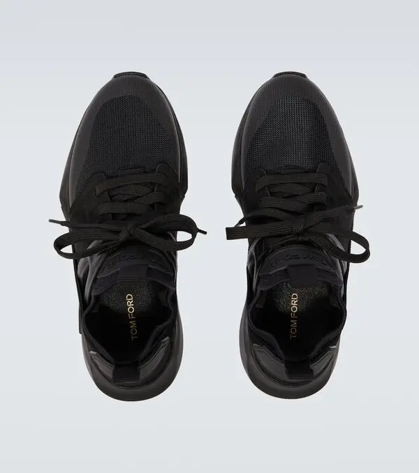TOM FORD Jago Leather-trimmed Sneakers - Black