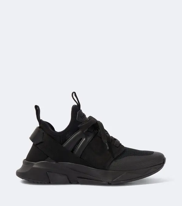 TOM FORD Jago Leather-trimmed Sneakers - Black