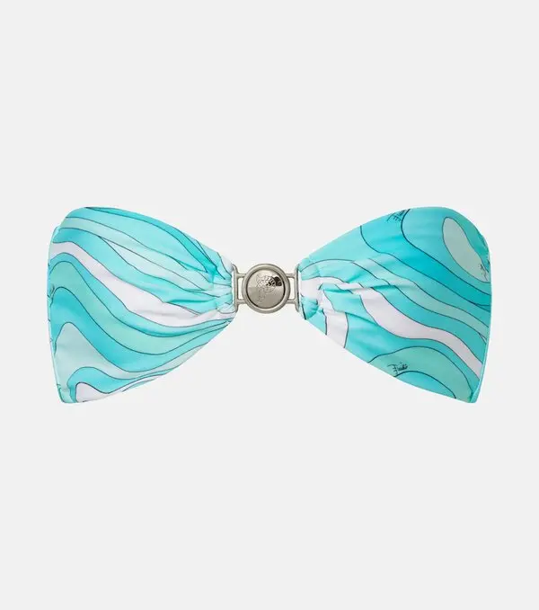 Emilio Pucci Marmo Bandeau Bikini Top - Blue