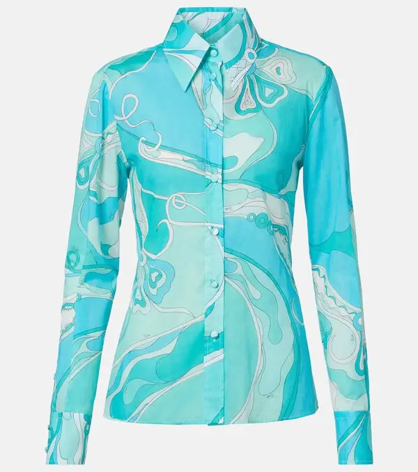 Emilio Pucci Orchidee Cotton Shirt - Blue