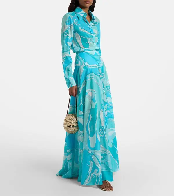 Emilio Pucci Orchidee Cotton Shirt - Blue