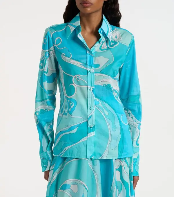 Emilio Pucci Orchidee Cotton Shirt - Blue