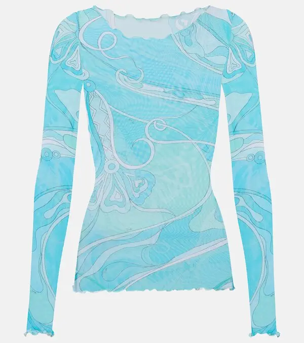 Emilio Pucci Orchidee Sheer Top - Blue