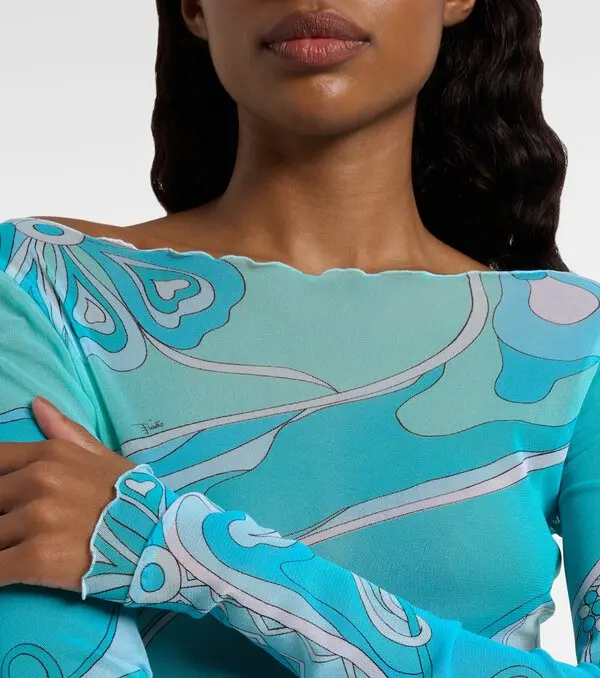 Emilio Pucci Orchidee Sheer Top - Blue
