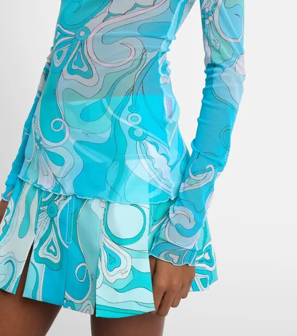 Emilio Pucci Orchidee Sheer Top - Blue