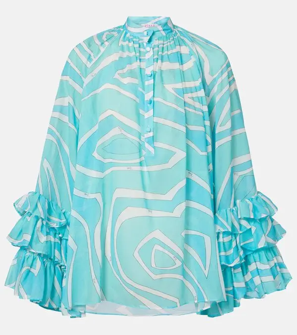 Emilio Pucci Marmo Ruffled Cotton Blouse