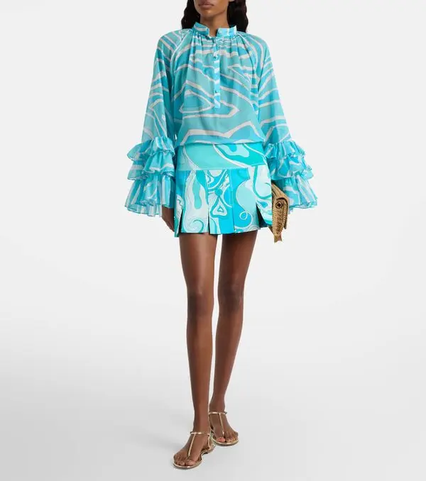 Emilio Pucci Marmo Ruffled Cotton Blouse