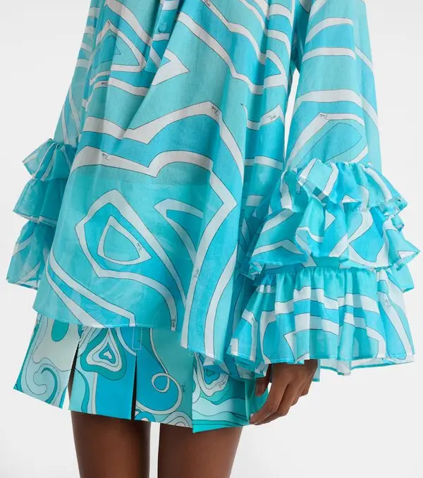 Emilio Pucci Marmo Ruffled Cotton Blouse
