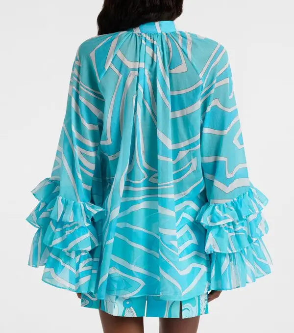Emilio Pucci Marmo Ruffled Cotton Blouse