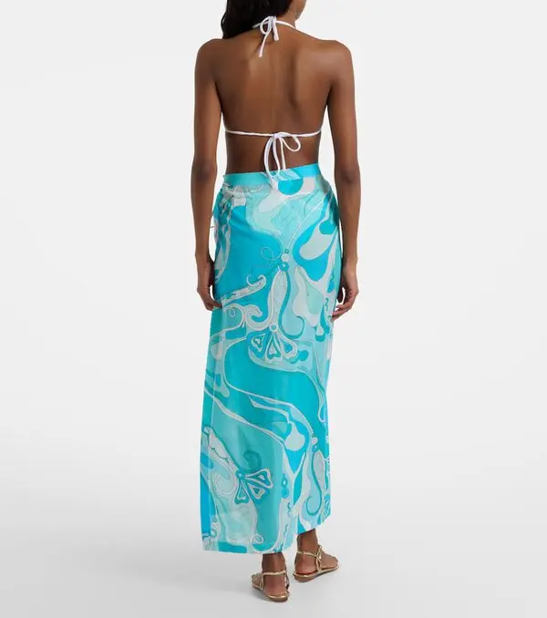 Emilio Pucci Orchidee Cotton Beach Cover-up - Blue