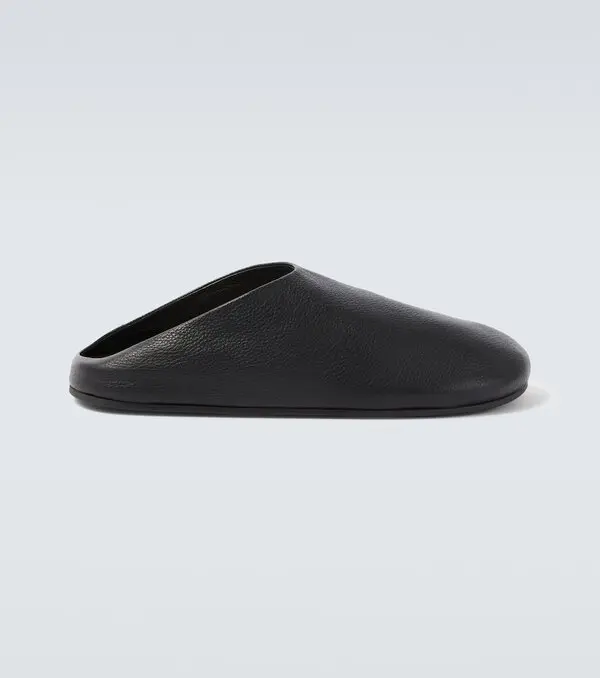 THE ROW Hudson Leather Mules - Black