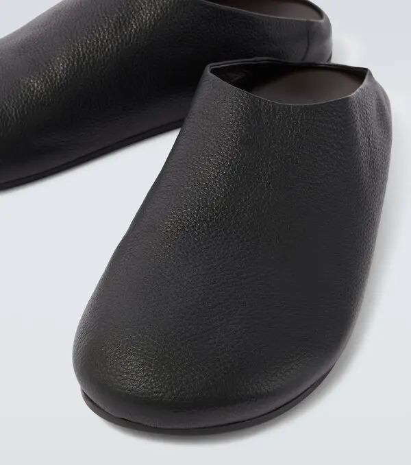 THE ROW Hudson Leather Mules - Black