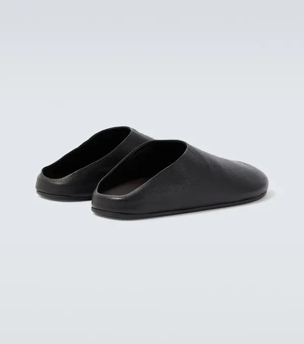 THE ROW Hudson Leather Mules - Black