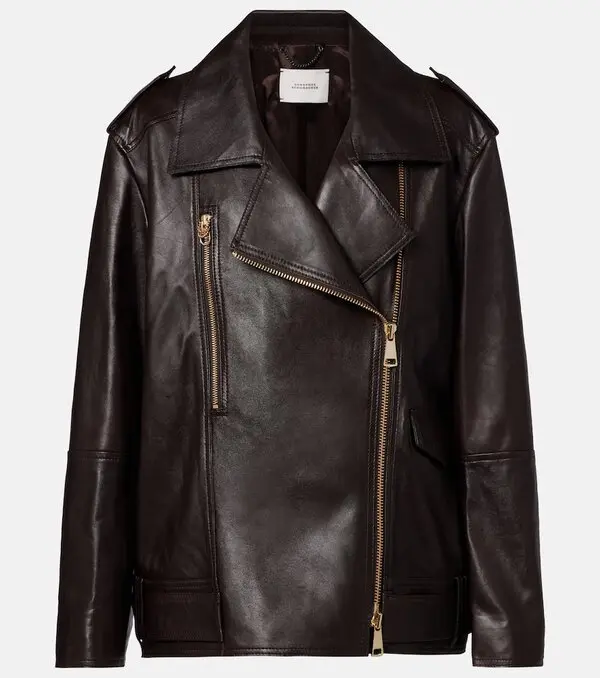 Dorothee Schumacher Sleek Statement Leather Biker Jacket - Brown