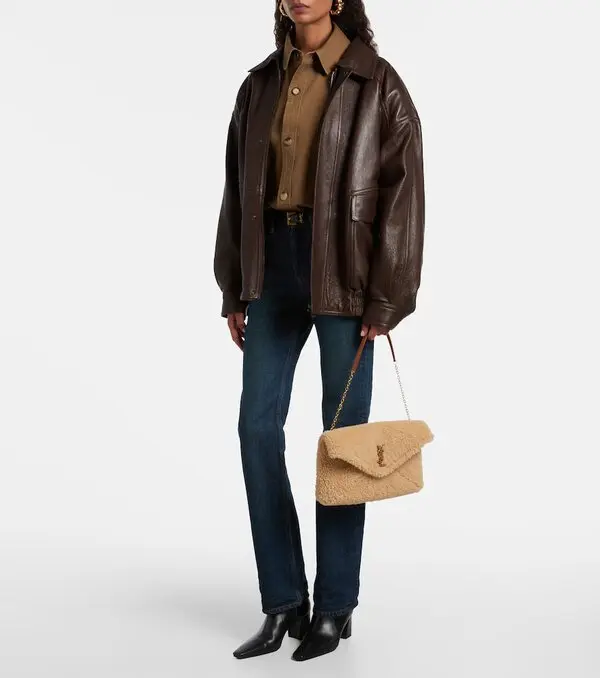 Saint Laurent Cassandre Cotton And Linen Overshirt - Brown