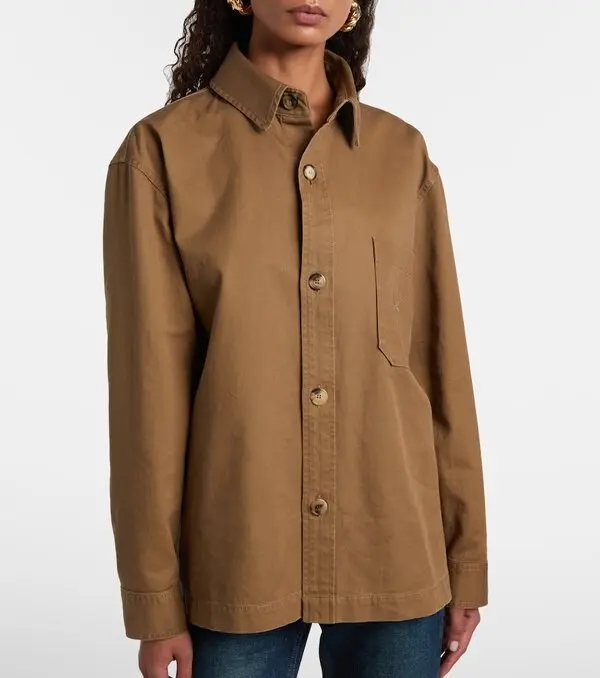 Saint Laurent Cassandre Cotton And Linen Overshirt - Brown