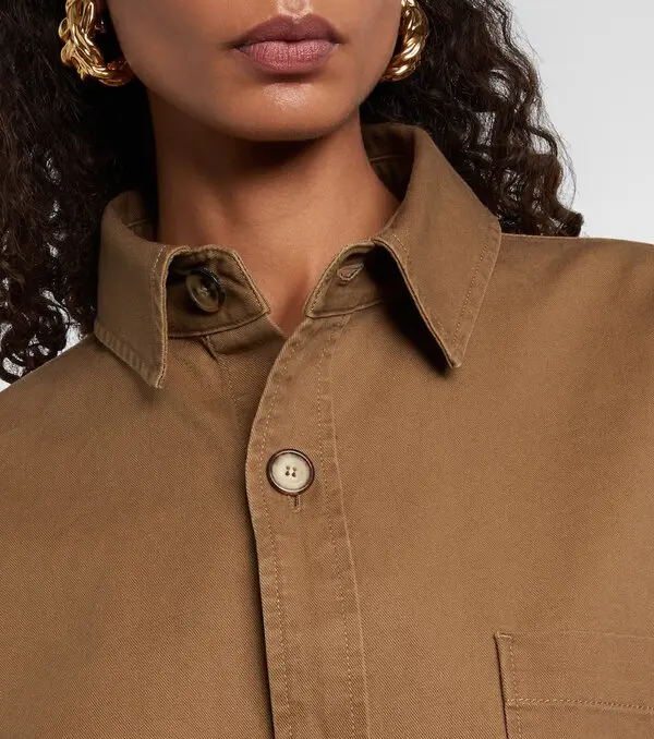 Saint Laurent Cassandre Cotton And Linen Overshirt - Brown