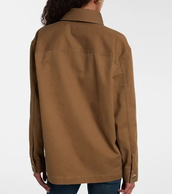 Saint Laurent Cassandre Cotton And Linen Overshirt - Brown