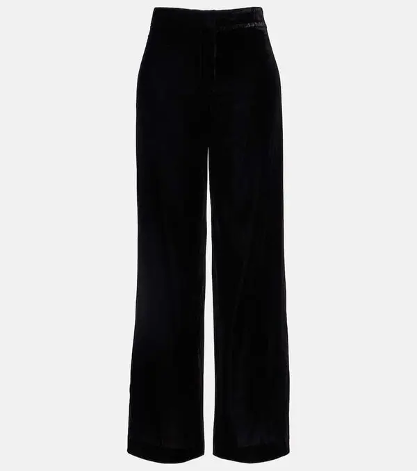 Veronica Beard Alex High-rise Velvet Wide-leg Pants
