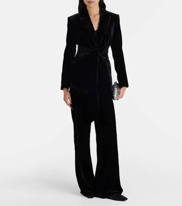 Veronica Beard Alex High-rise Velvet Wide-leg Pants