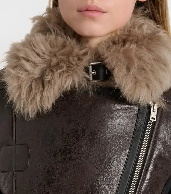 Acne Studios Shearling-trimmed Leather Jacket - Grey