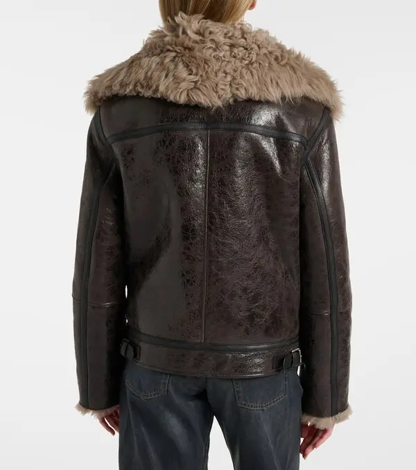 Acne Studios Shearling-trimmed Leather Jacket - Grey