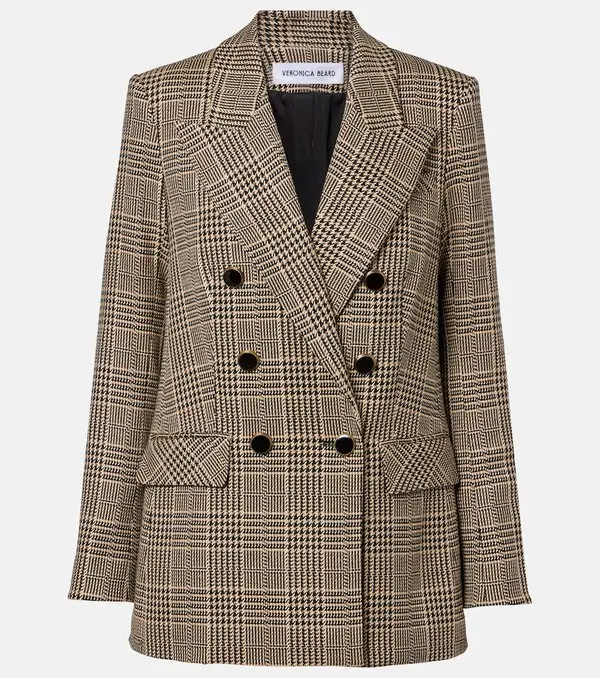 Veronica Beard Rhys Houndstooth Double-breasted Blazer - Black