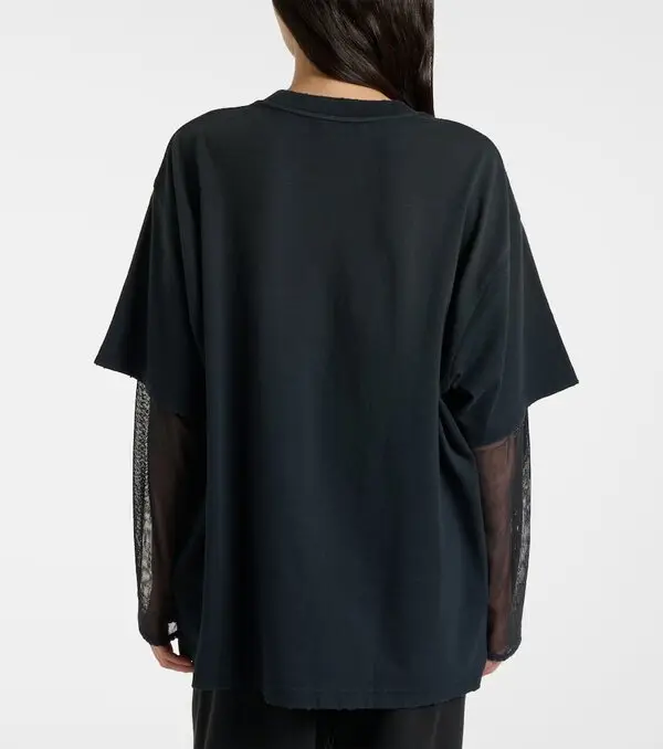 Acne Studios Layered Cotton Jersey And Mesh T-shirt