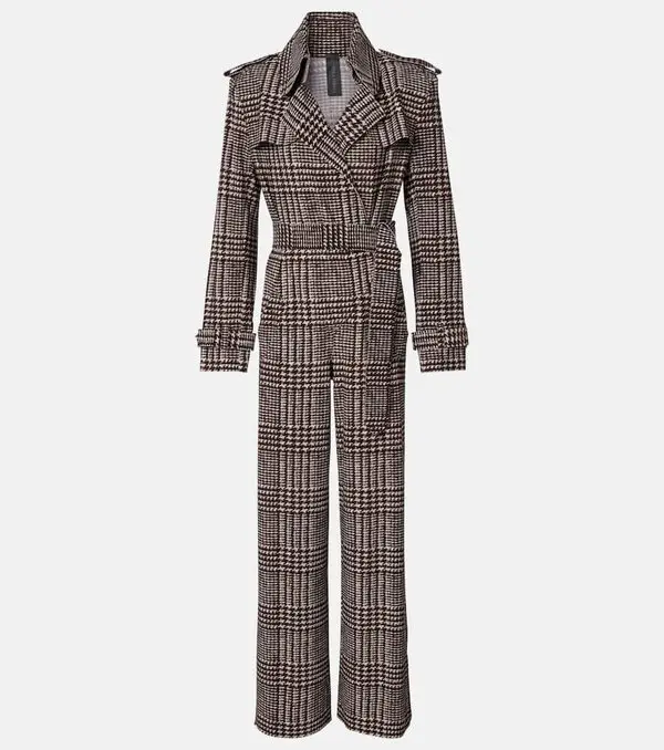 Norma Kamali Prince Of Wales Check Jumpsuit - Brown