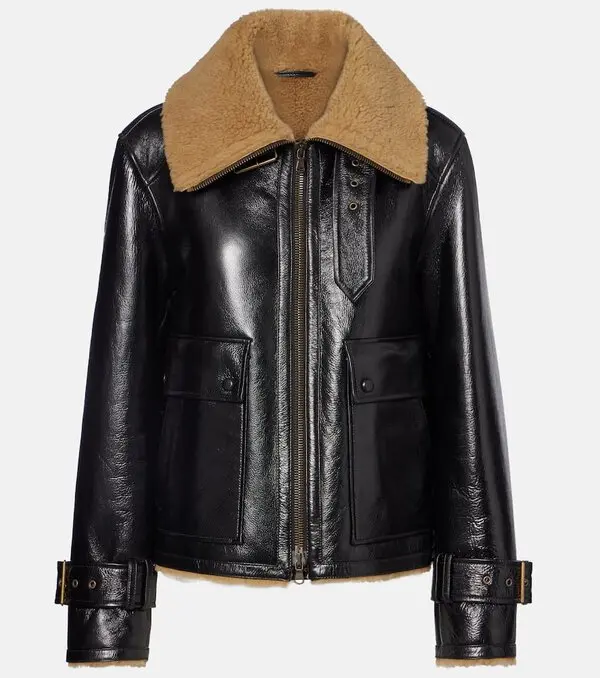 Veronica Beard Danika Shearling-lined Leather Jacket - Black