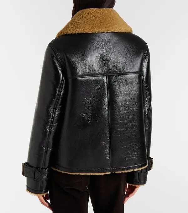Veronica Beard Danika Shearling-lined Leather Jacket - Black