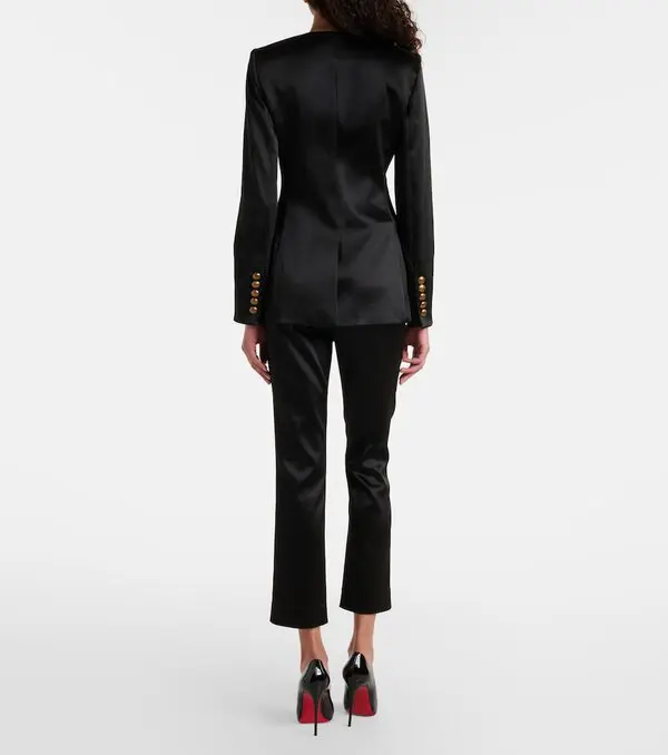 Veronica Beard Stila Cropped High-rise Satin Slim Pants