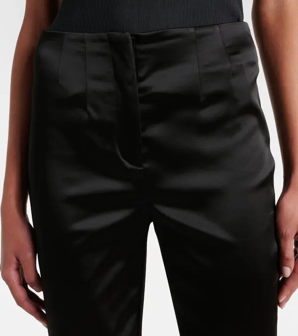 Veronica Beard Stila Cropped High-rise Satin Slim Pants