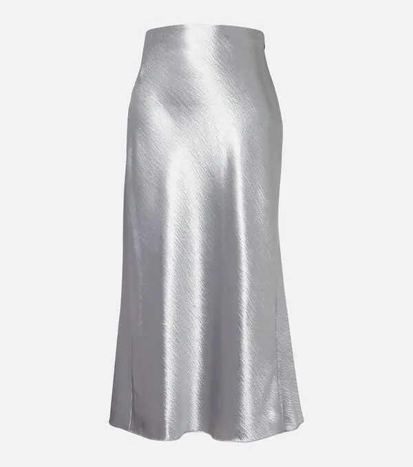 Tory Burch Satin Midi Skirt - Silver