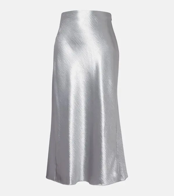 Tory Burch Satin Midi Skirt - Silver