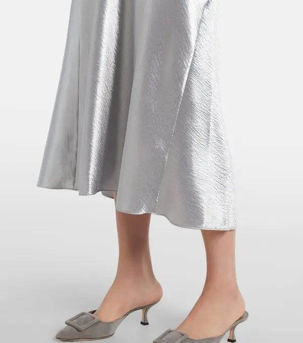 Tory Burch Satin Midi Skirt - Silver