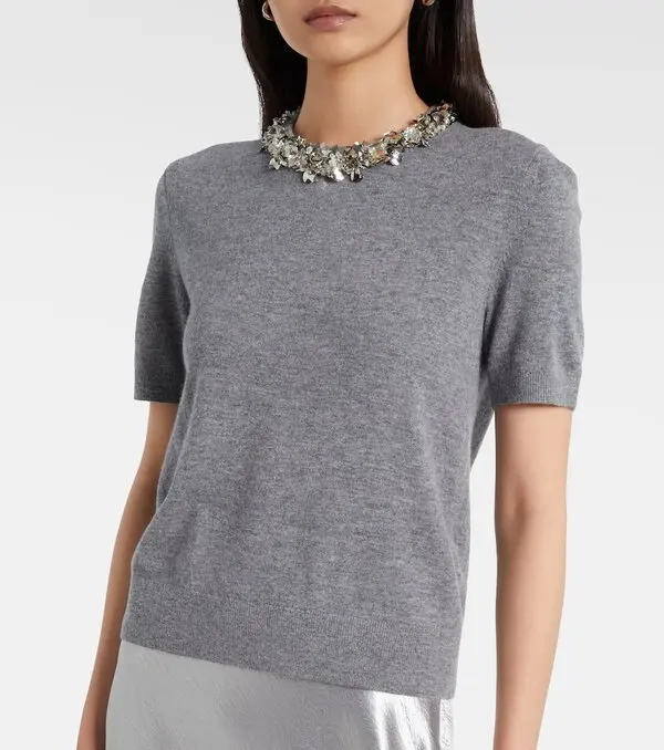 Tory Burch Embellished Wool And Cashmere Top