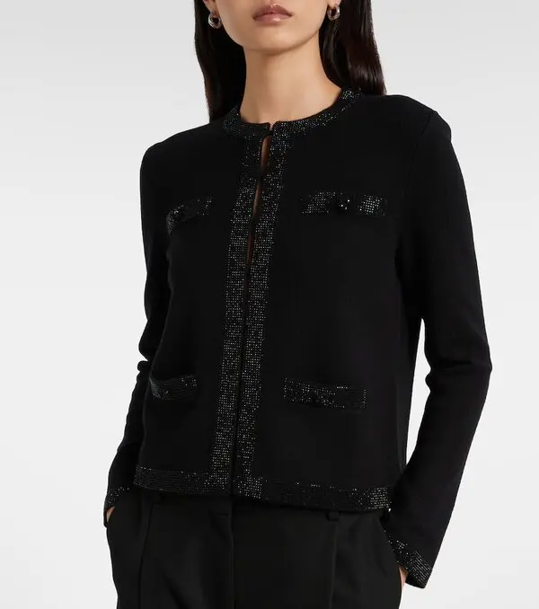 Tory Burch Embellished Wool-blend Cardigan
