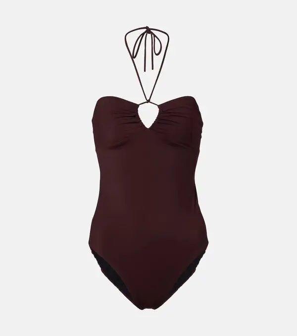 Tory Burch Keyhole Halterneck One-piece Swimsuit - Burgundy