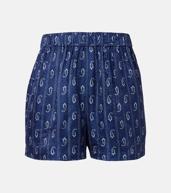 Tory Burch Printed Silk-blend Shorts - Blue