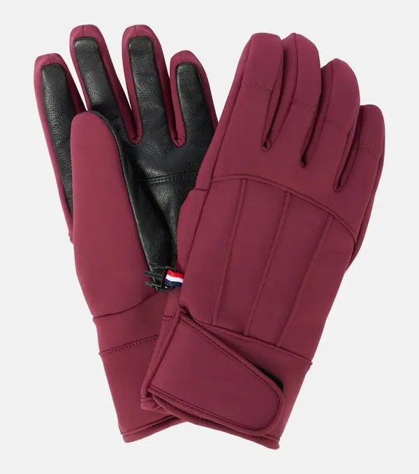 Fusalp Glacier Leather-trimmed Ski Gloves - Burgundy