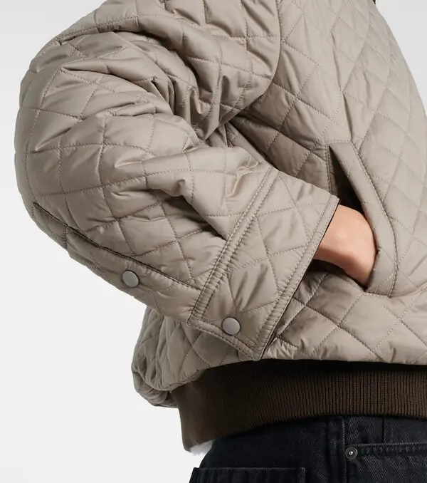 Loewe Anagram Leather-trimmed Quilted Jacket - Grey