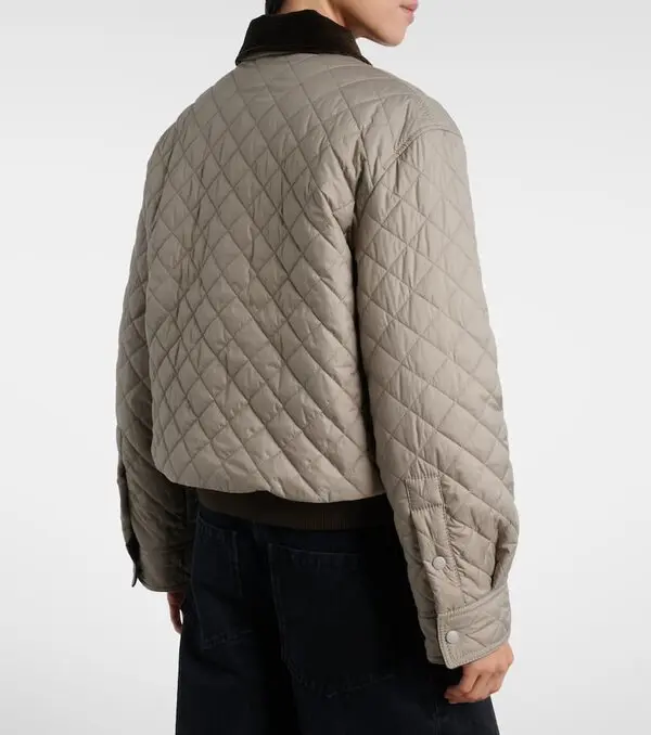 Loewe Anagram Leather-trimmed Quilted Jacket - Grey
