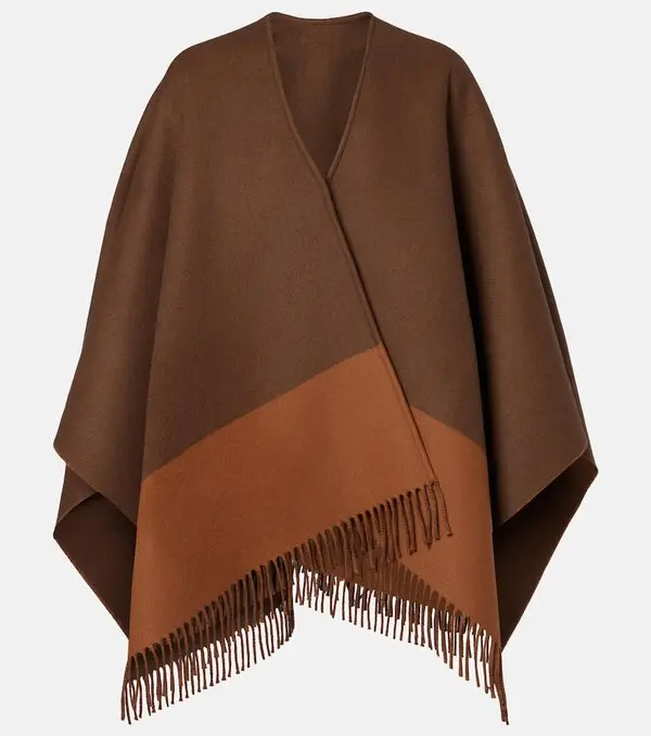 Gucci Fringed Wool And Cashmere Poncho - Brown