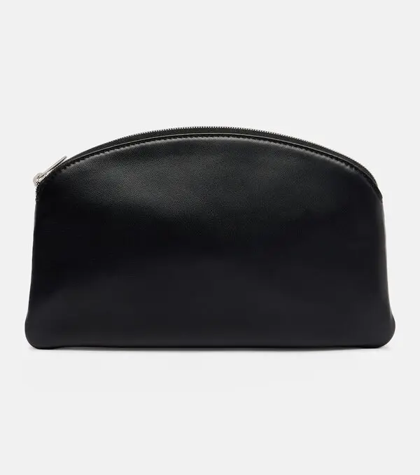 THE ROW Round Leather Coin Purse - Black
