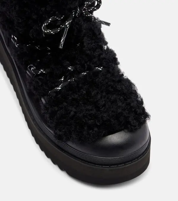 Tory Burch Mellow Shearling And Suede Lace-up Boots - Black