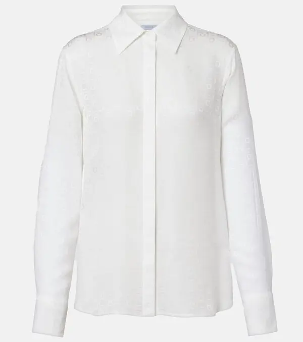FERRAGAMO Gancini Silk Crêpe Shirt - White